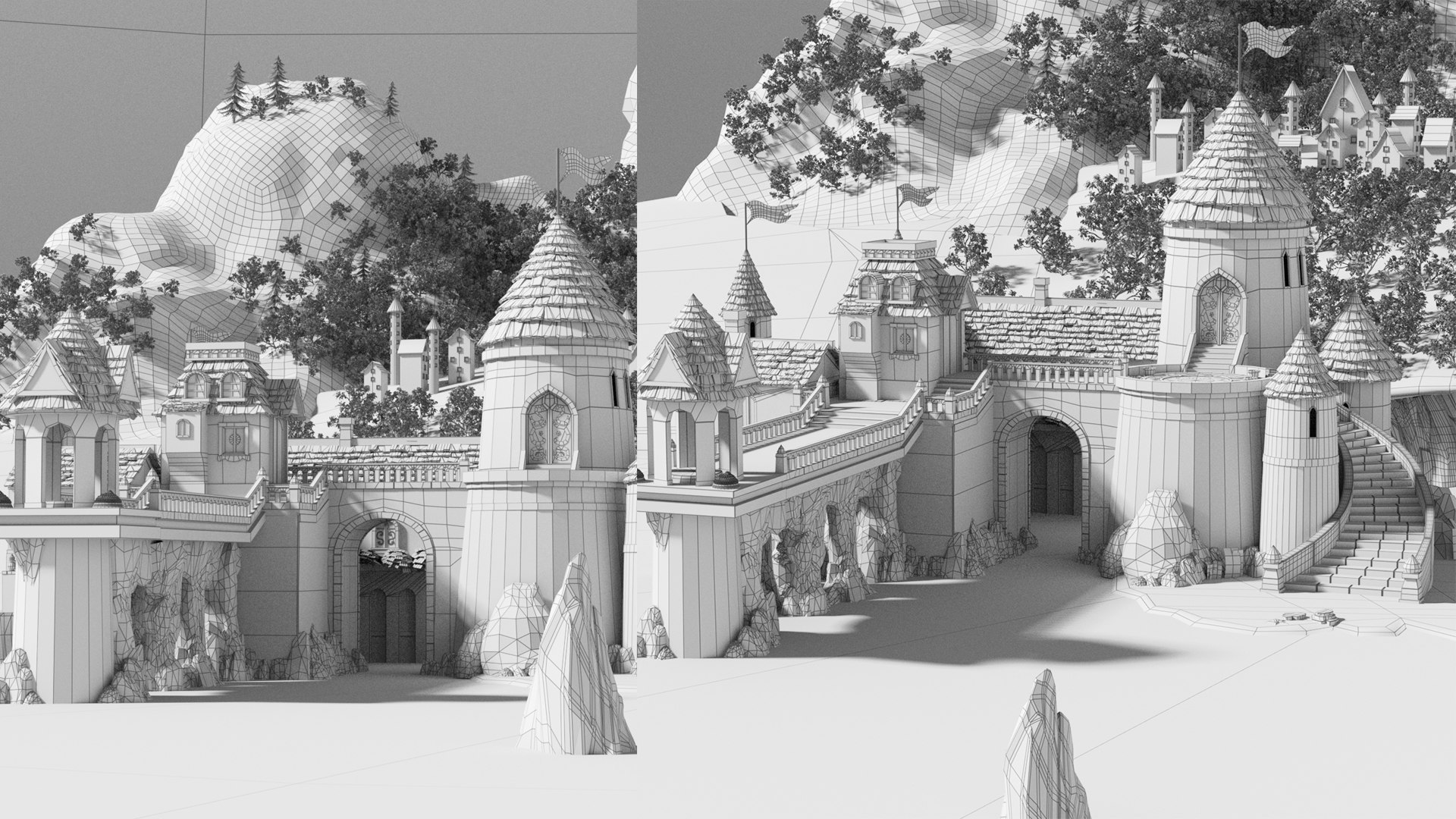 Cartoon Castle Scene 3D Model - TurboSquid 1213947