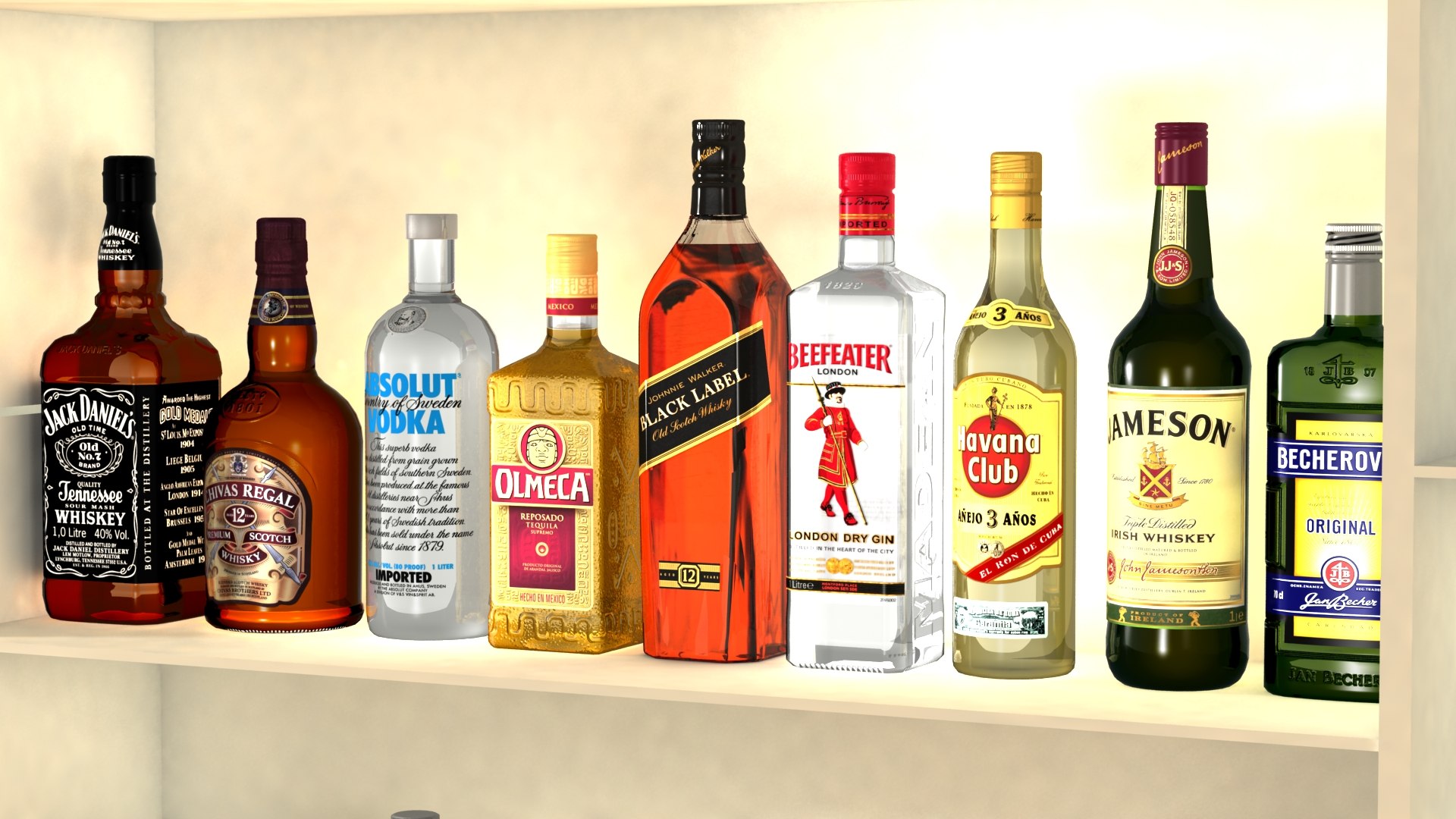 3d Liquor Bottles Bar Unit Model
