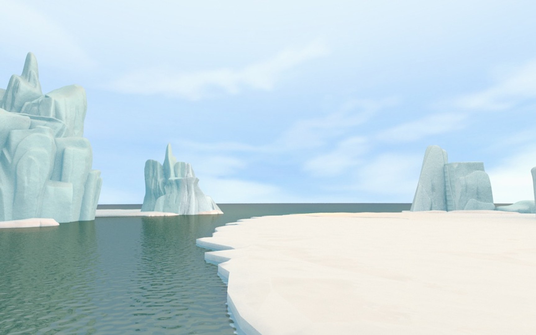 3D Model Cartoon Iceberg Cliff Sea - TurboSquid 1653408