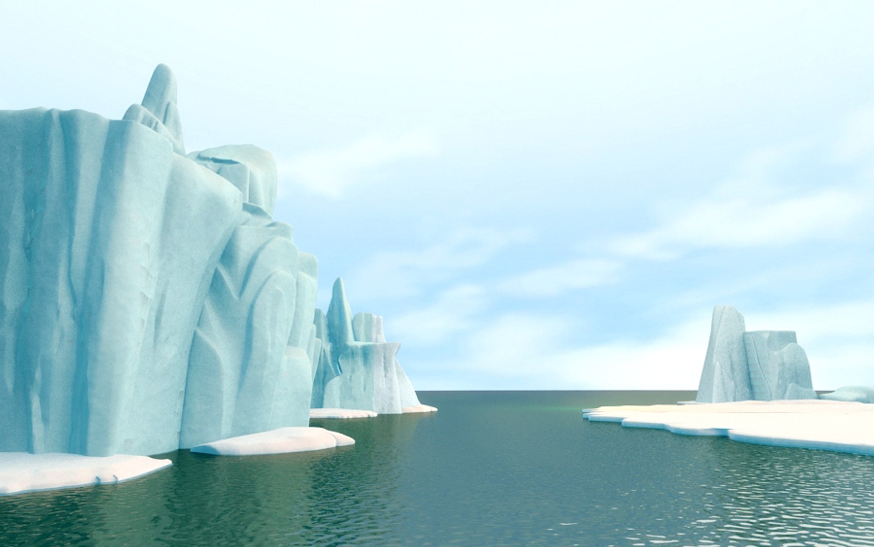 3D Model Cartoon Iceberg Cliff Sea - TurboSquid 1653408
