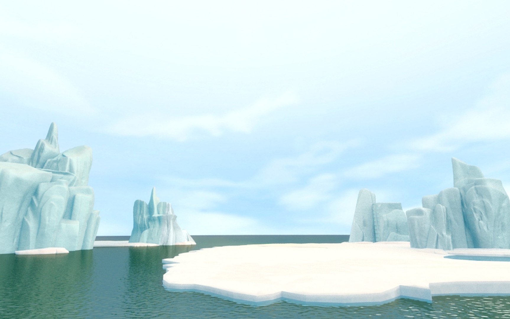 3D Model Cartoon Iceberg Cliff Sea - TurboSquid 1653408