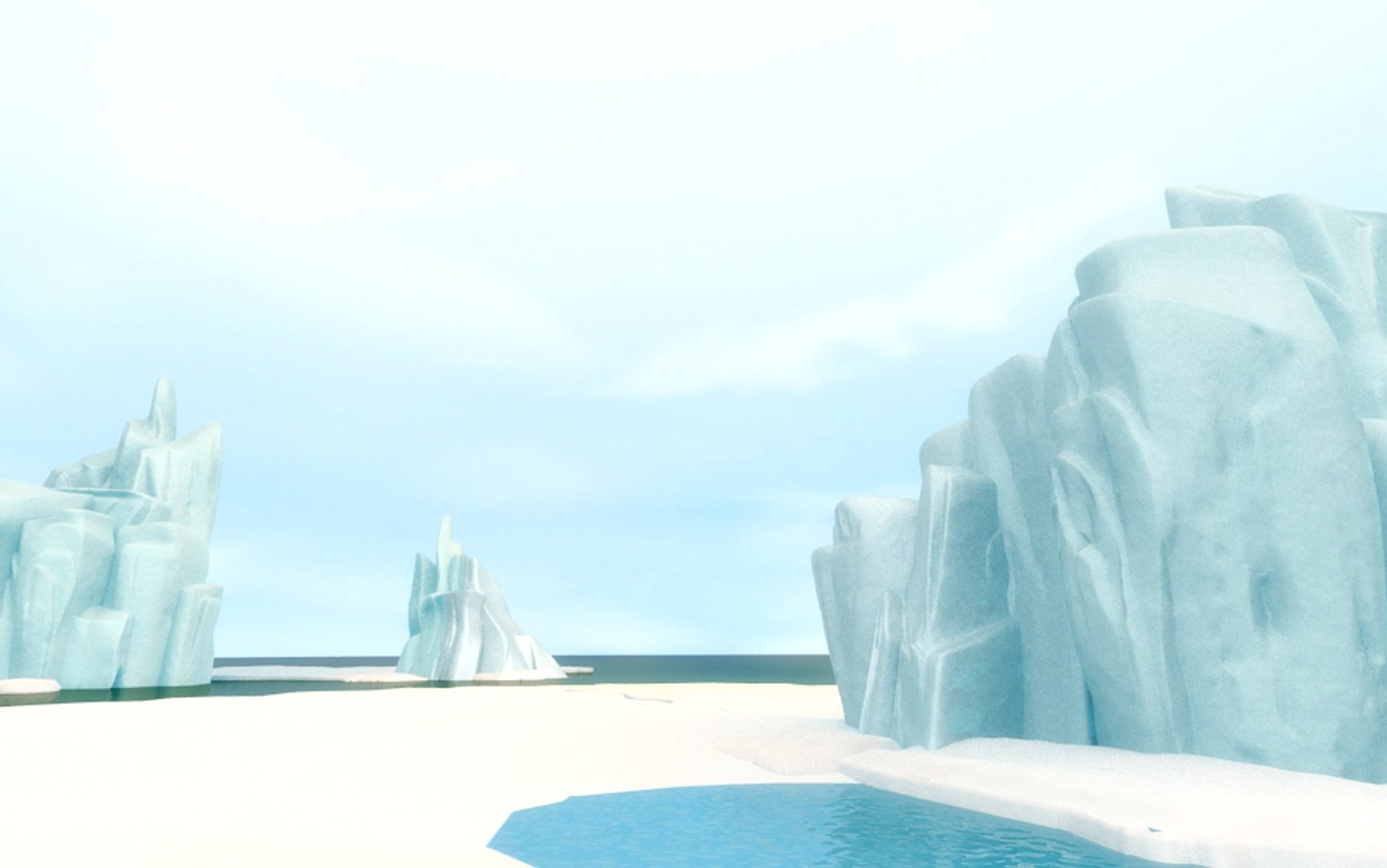 3D Model Cartoon Iceberg Cliff Sea - TurboSquid 1653408