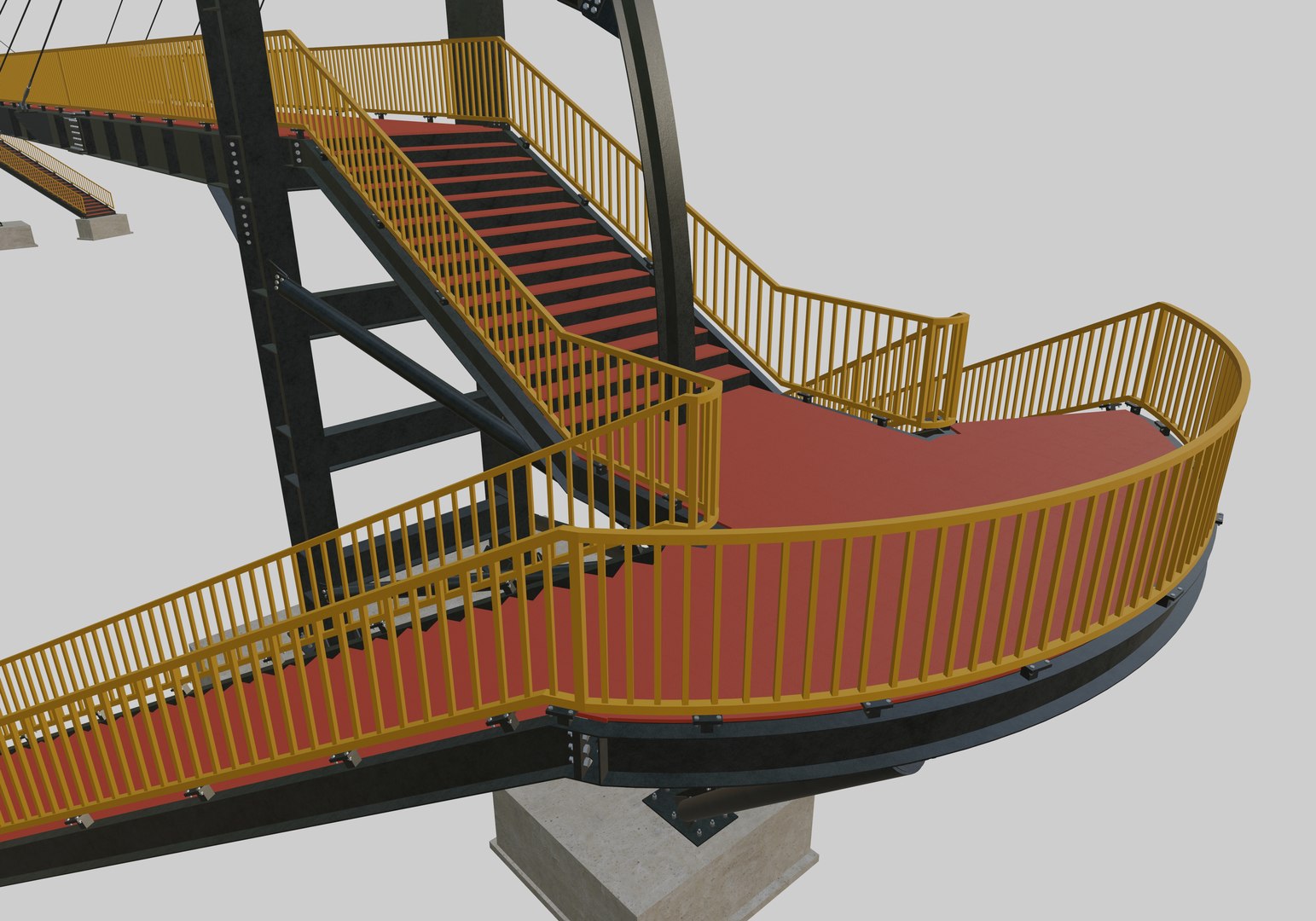 Steel Pedestrian Bridge-Rope Tensioning-Sailing Column Type-11 3D Model ...