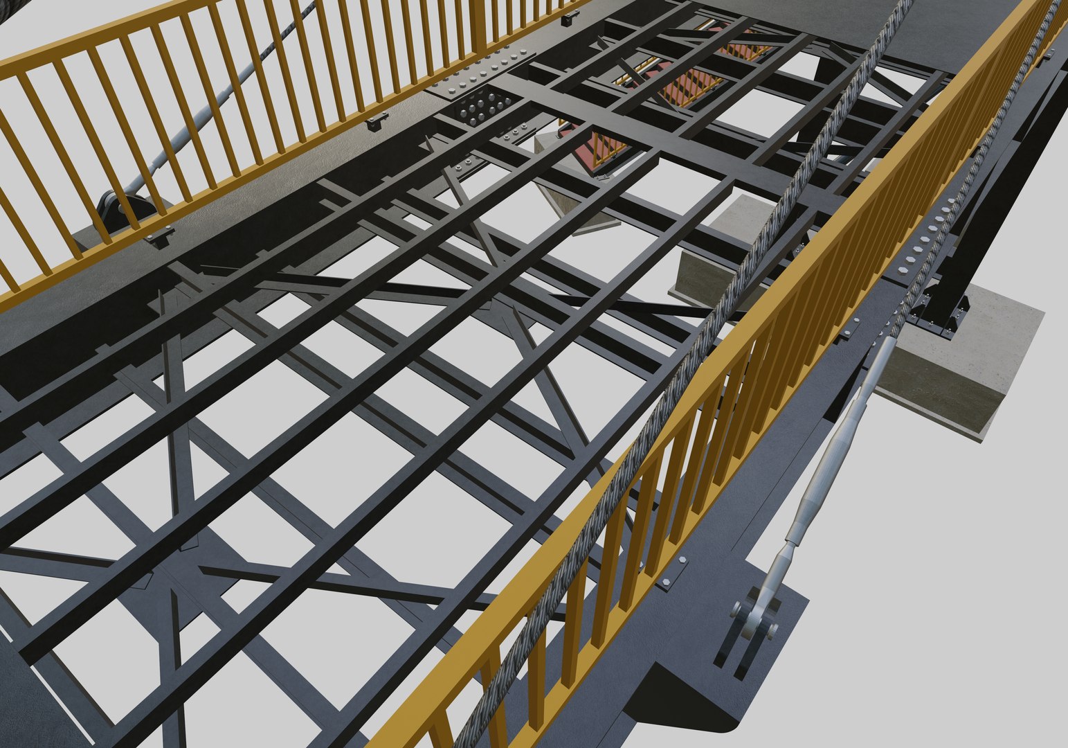 Steel Pedestrian Bridge-Rope Tensioning-Sailing Column Type-11 3D Model ...