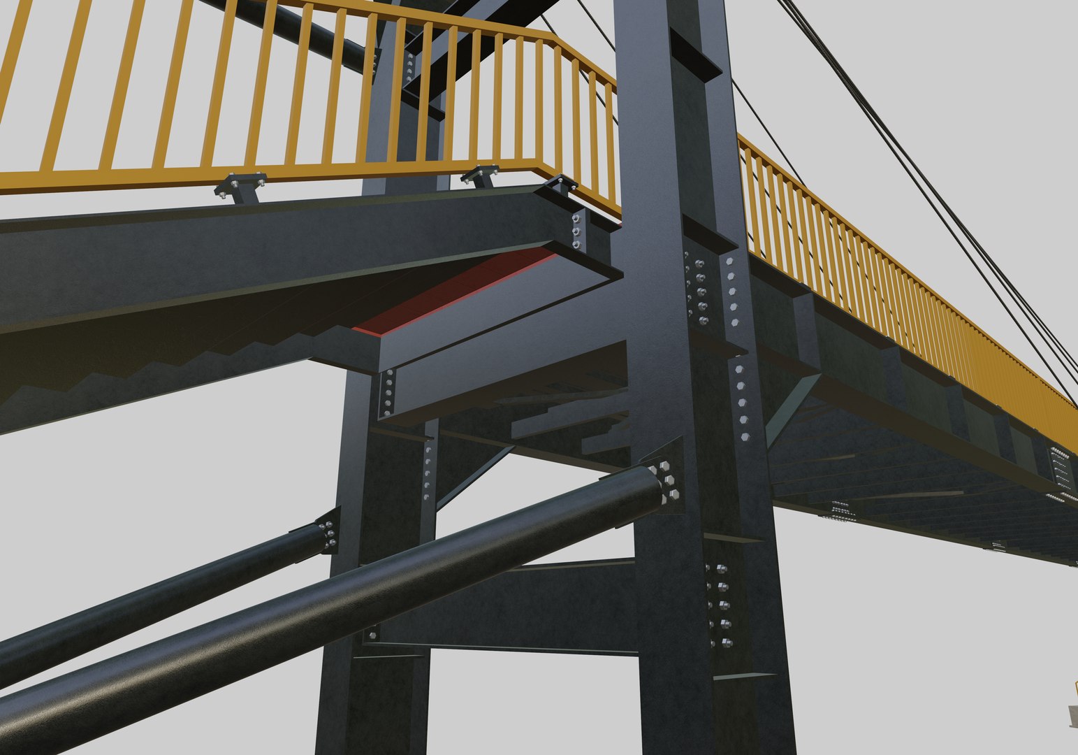 Steel Pedestrian Bridge-Rope Tensioning-Sailing Column Type-11 3D Model ...