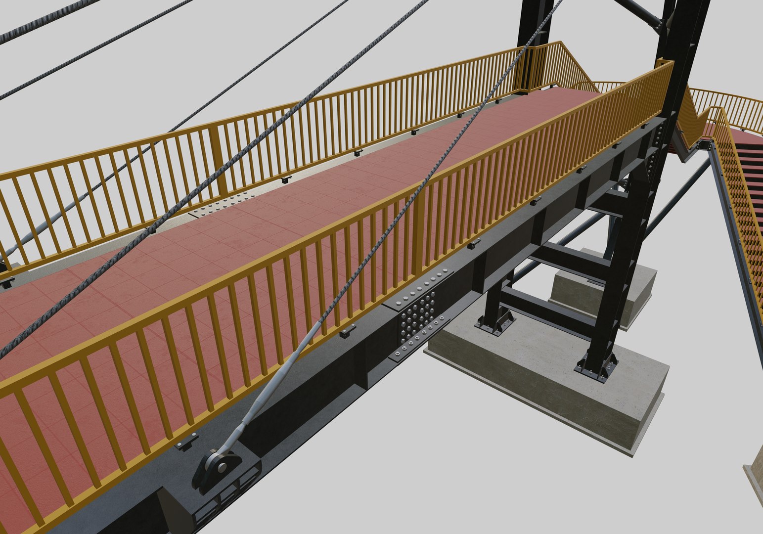 Steel Pedestrian Bridge-Rope Tensioning-Sailing Column Type-11 3D Model ...