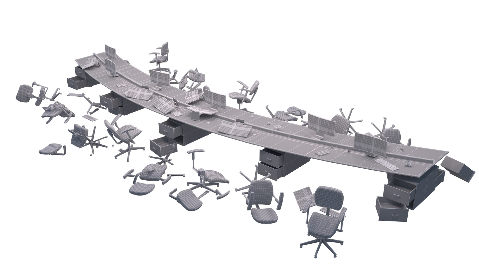 3D Damage and Clean Office Desk model - TurboSquid 1979070