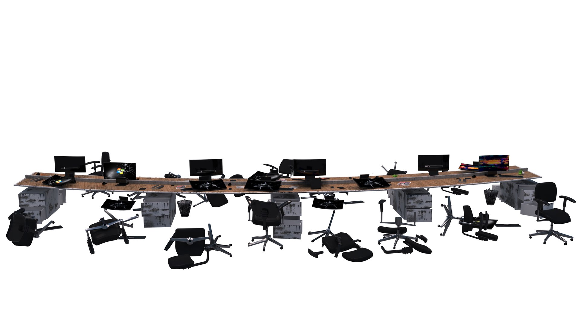 3D Damage and Clean Office Desk model - TurboSquid 1979070