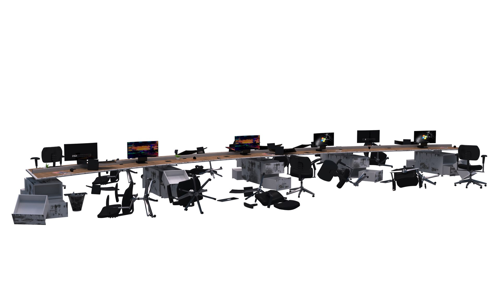 3D Damage And Clean Office Desk Model - TurboSquid 1979070