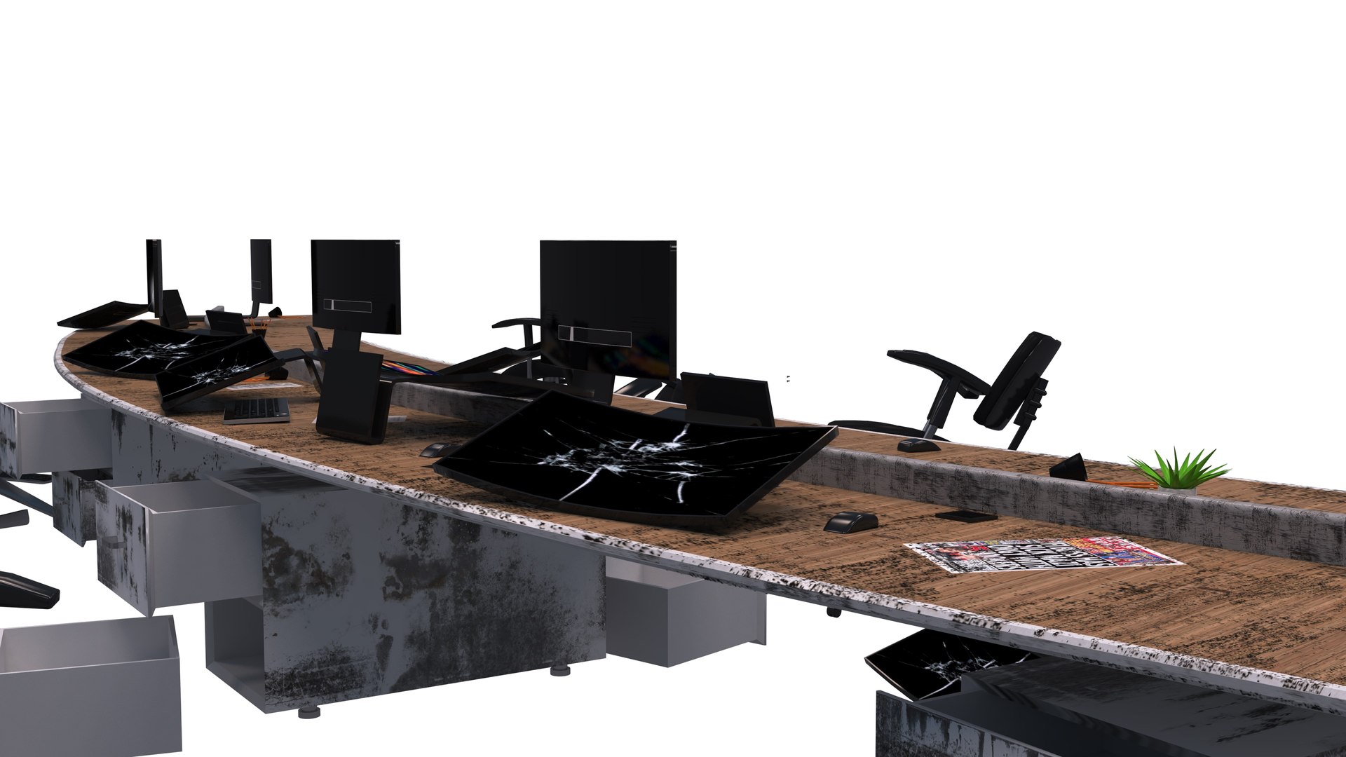 3D Damage And Clean Office Desk Model - TurboSquid 1979070