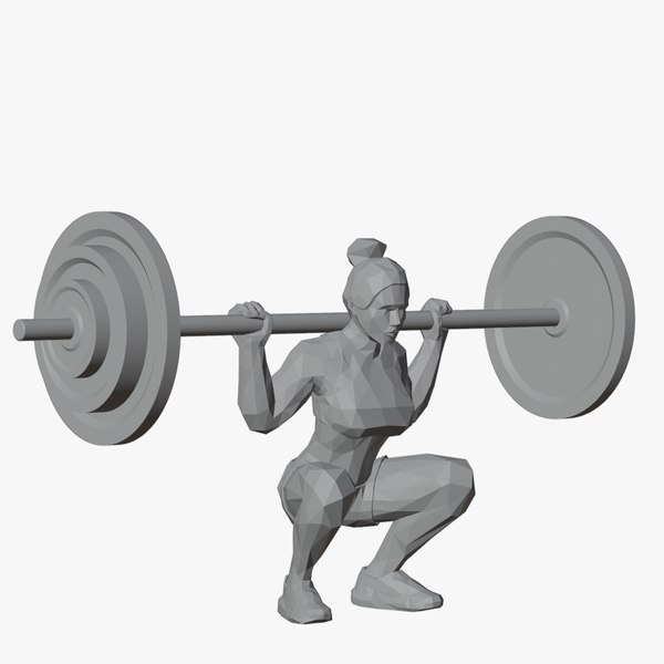 3D 프린팅 스쿼트 포즈 여성 역도 선수 3D 모델 - TurboSquid 2199443