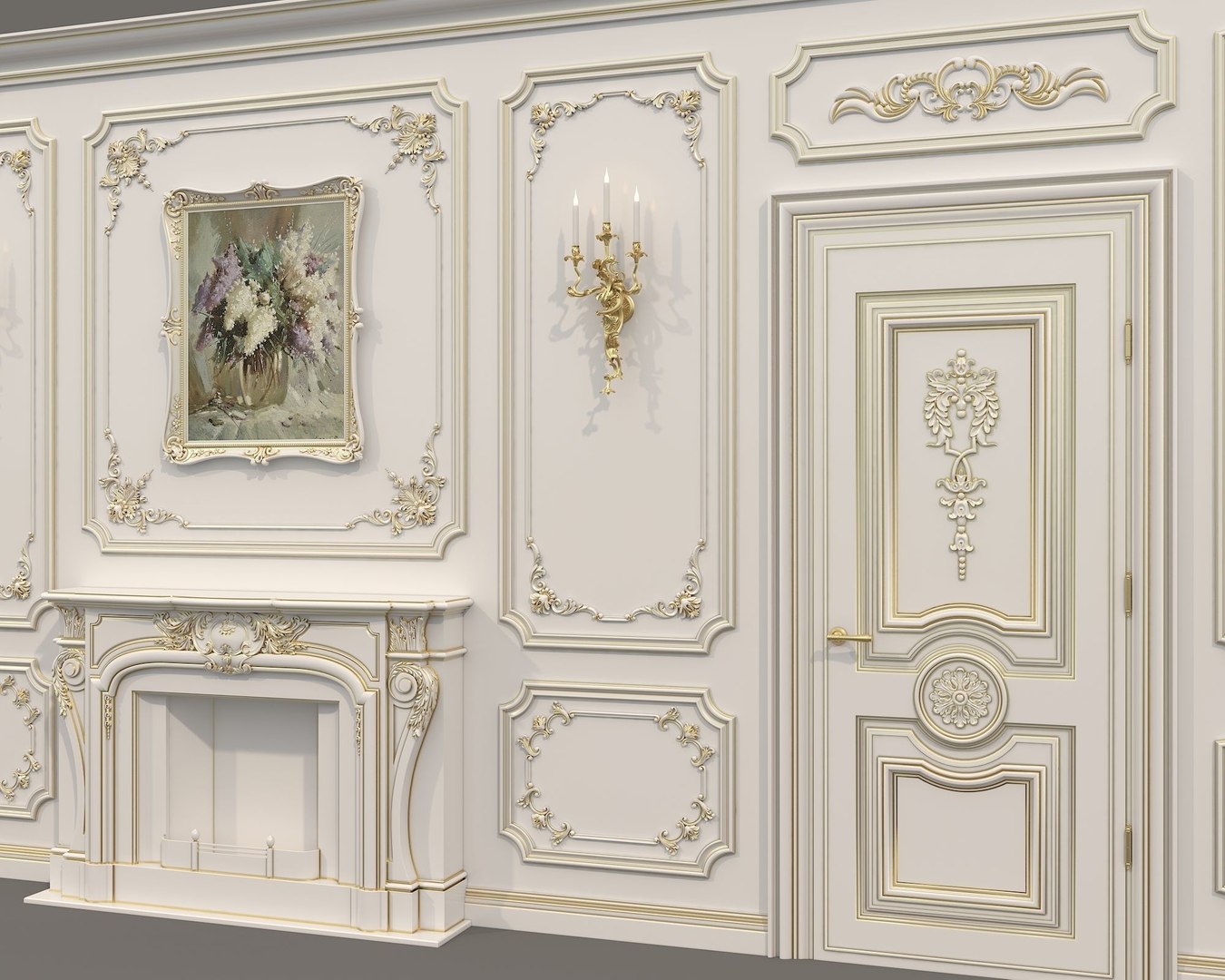 3D Model Wall Molding In Classic French Style 43 - TurboSquid 2274793