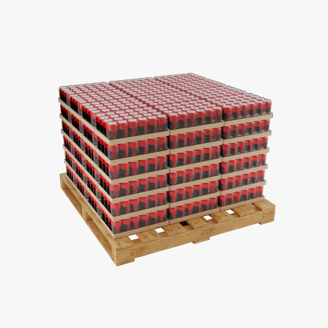 Wooden Pallet with Red Soda Cans model - TurboSquid 2101879