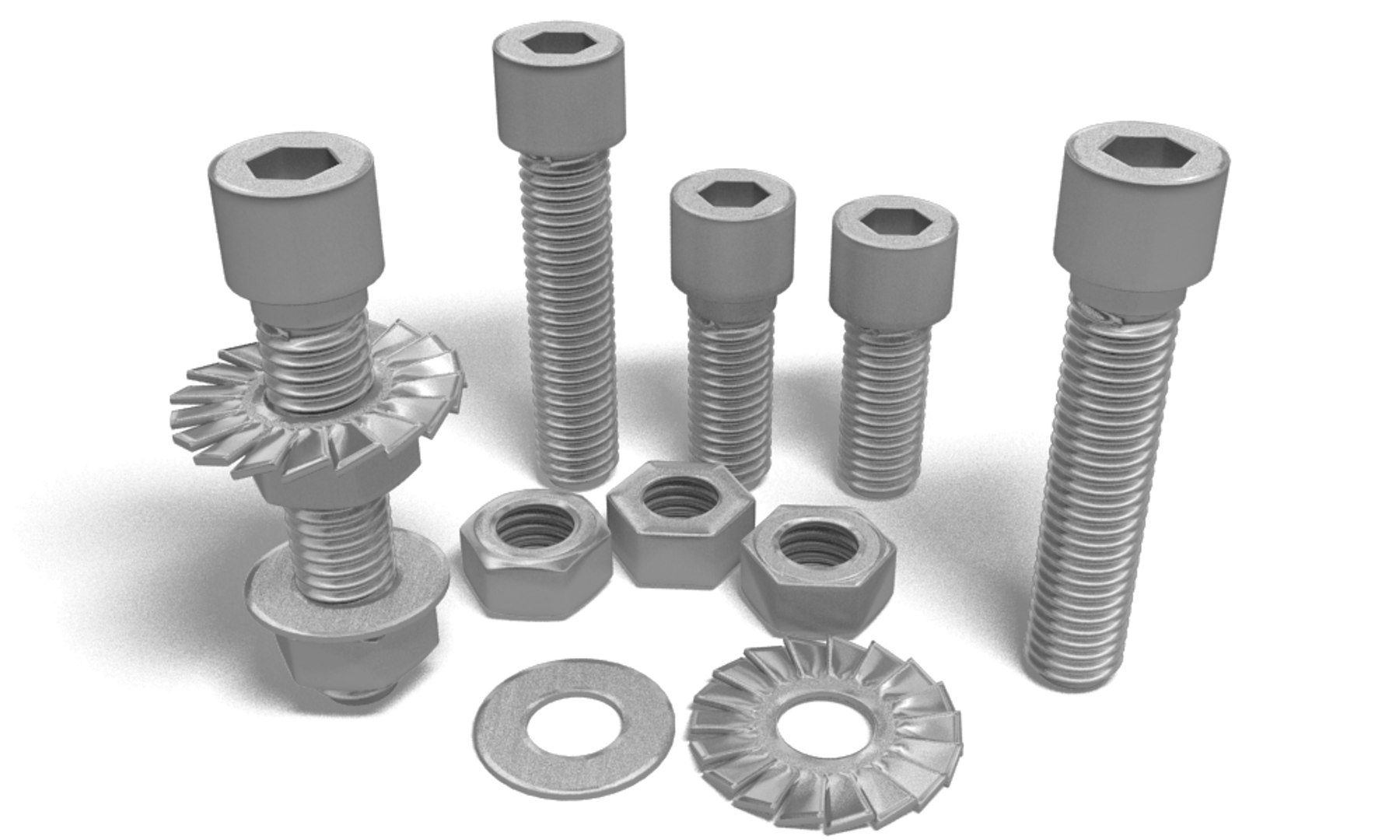 3d Nuts Bolt Model