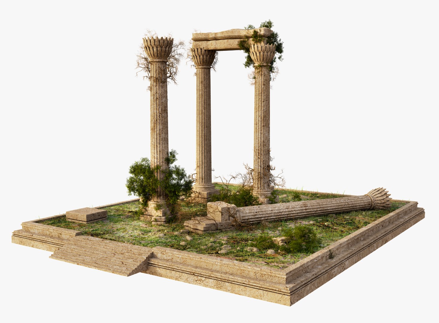 3D Model Classic Columns Ruins - TurboSquid 2229270