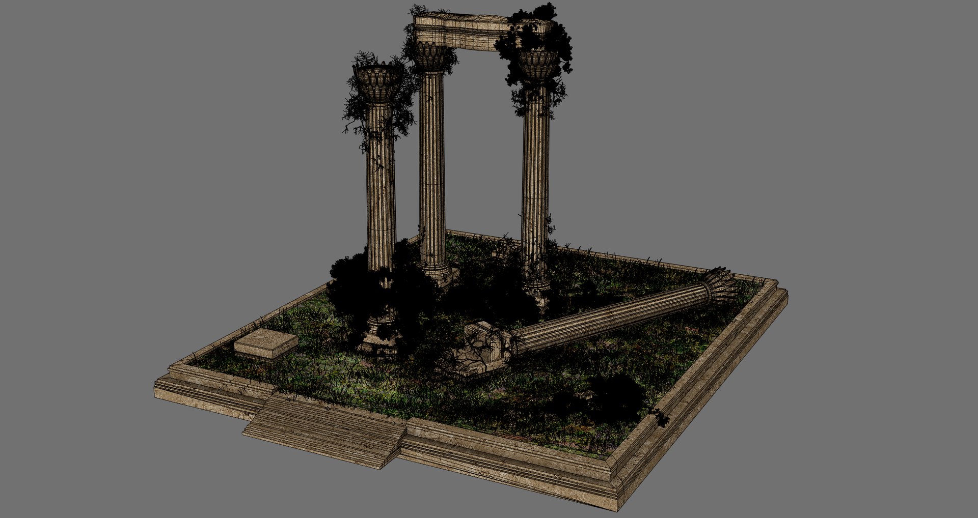 3D Model Classic Columns Ruins - TurboSquid 2229270