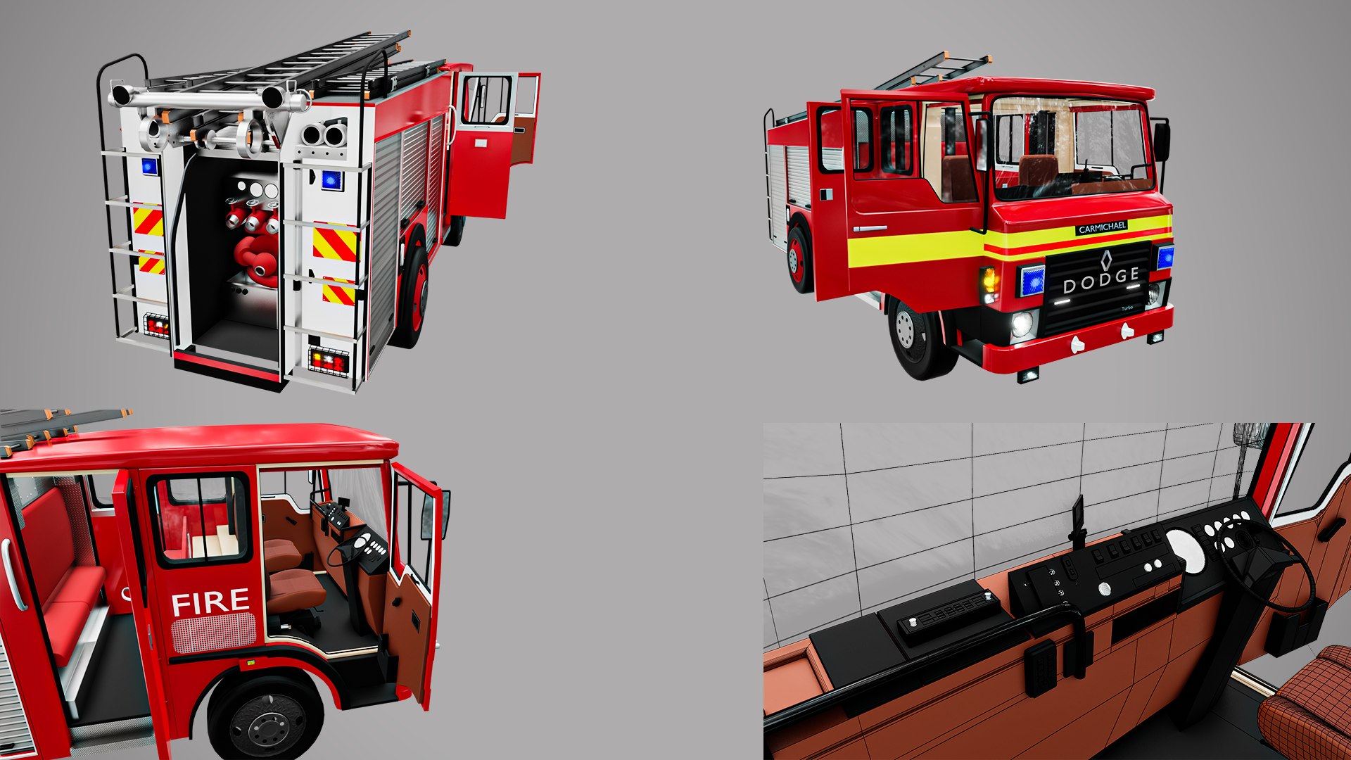 Dodge Renault Saxon Fire Engine Model - TurboSquid 2222717