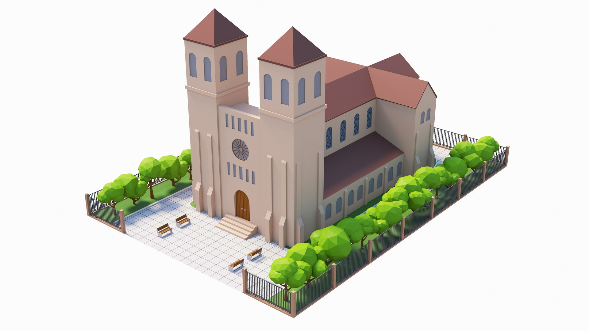 3D Model Cartoon Chruch - TurboSquid 1872602