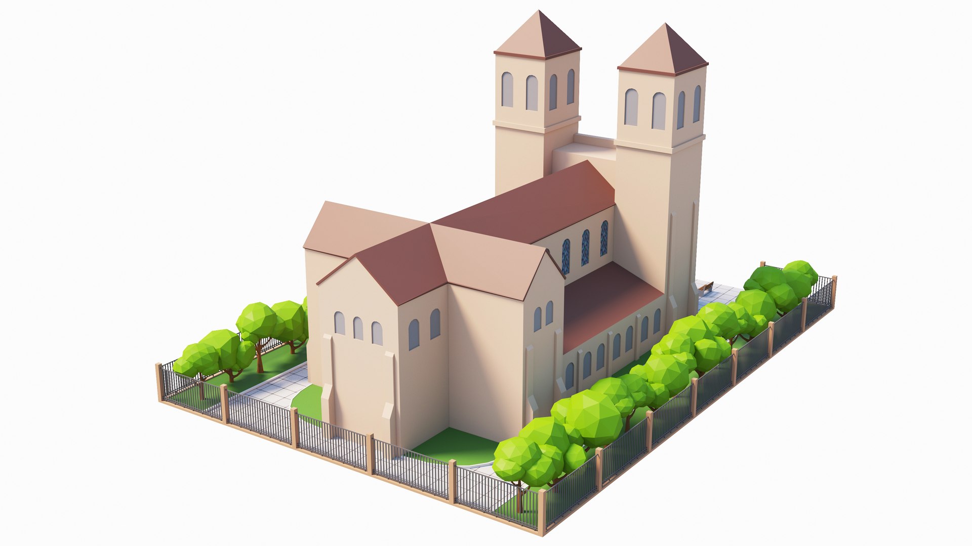 3D Model Cartoon Chruch - TurboSquid 1872602