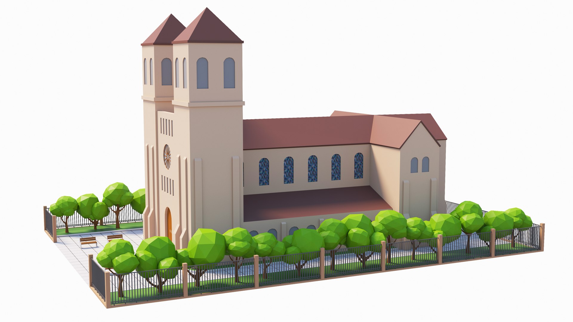 3D Model Cartoon Chruch - TurboSquid 1872602
