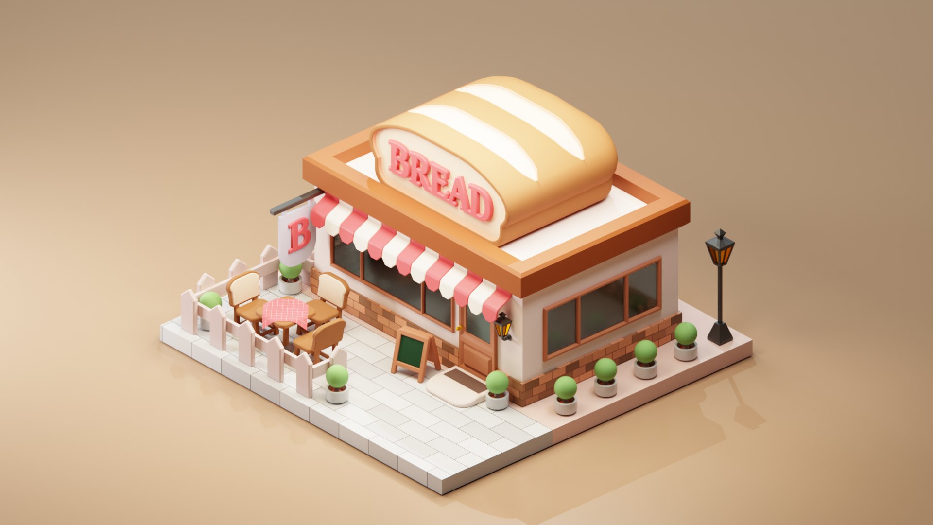 3D Bread Store - Isometric Lowpoly Model - TurboSquid 2370422