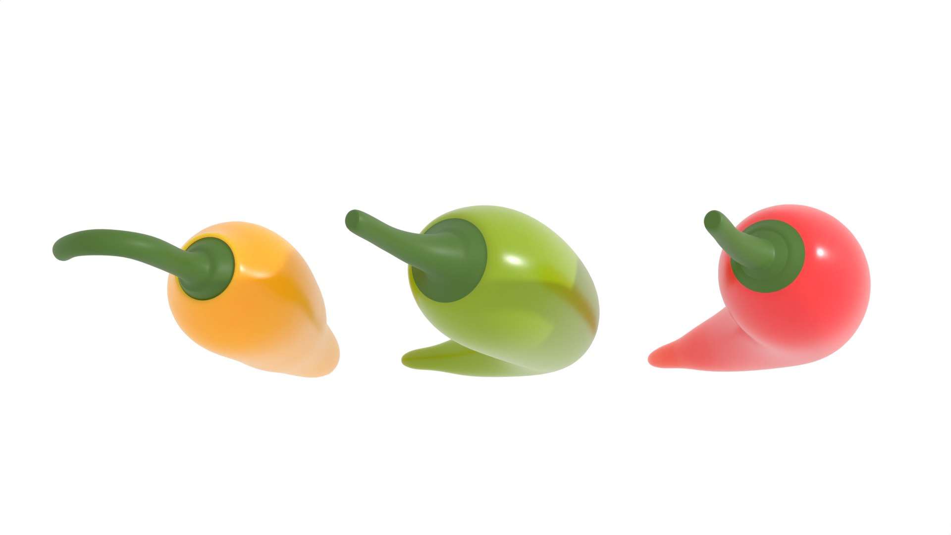 3D 3 Cartoon Jalapeno Peppers - TurboSquid 2263125