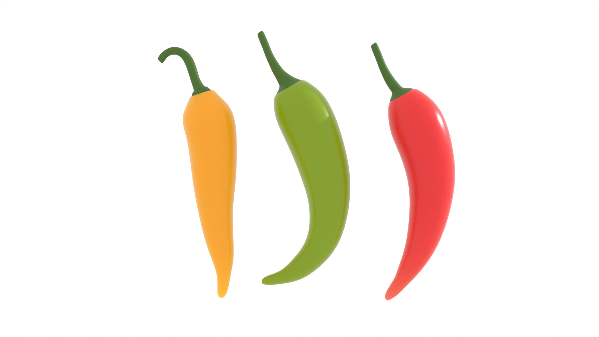 3D 3 Cartoon Jalapeno Peppers - TurboSquid 2263125