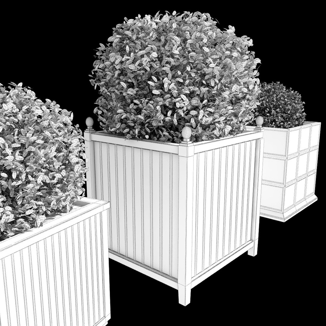 3d Model Bushes Boxes