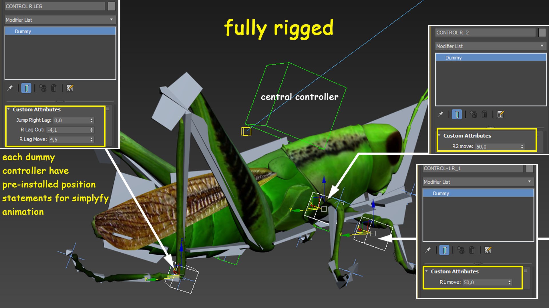 Grasshopper Animation Rigged 3D Model - TurboSquid 1366774