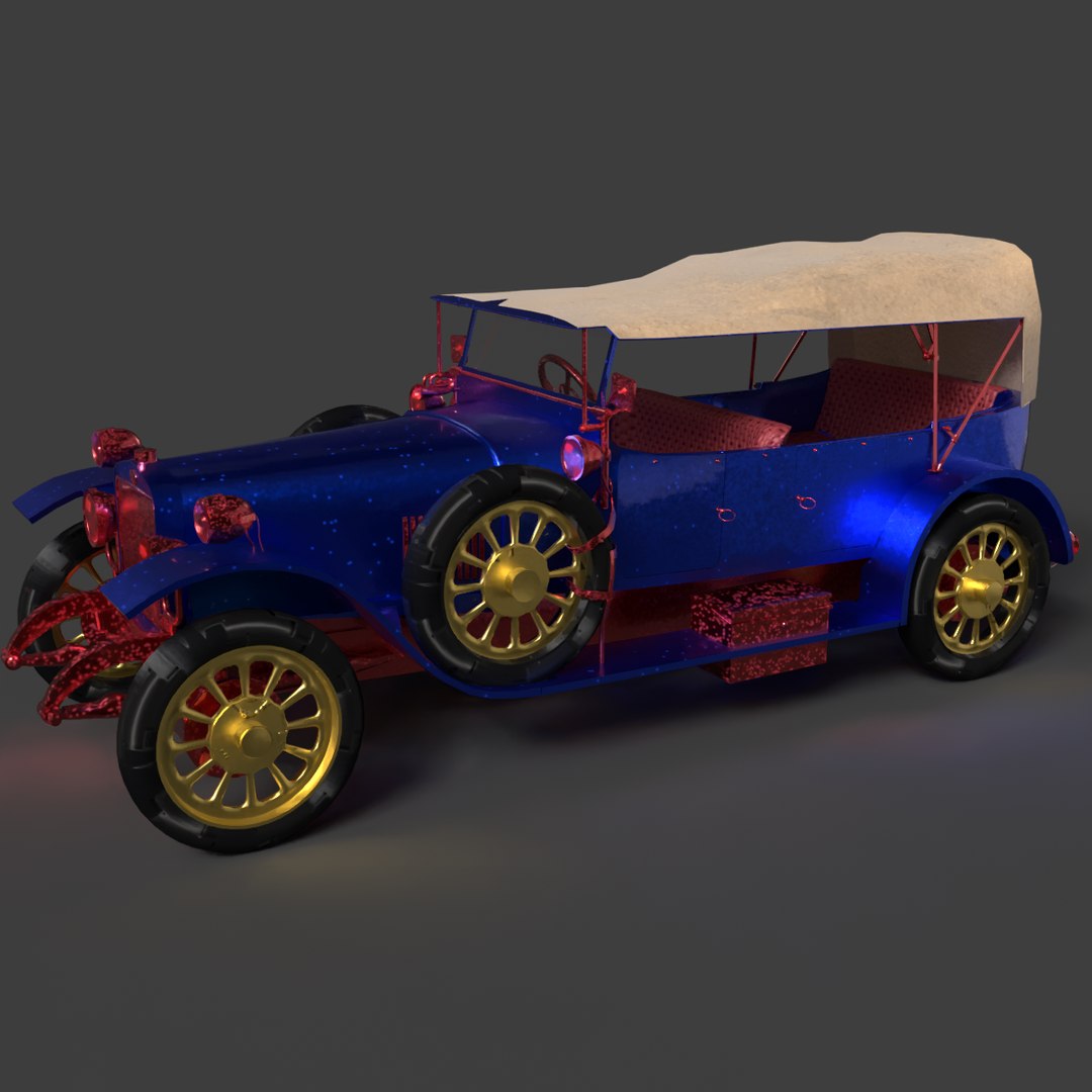 Blue Vintage Car 3D Model - TurboSquid 2353065