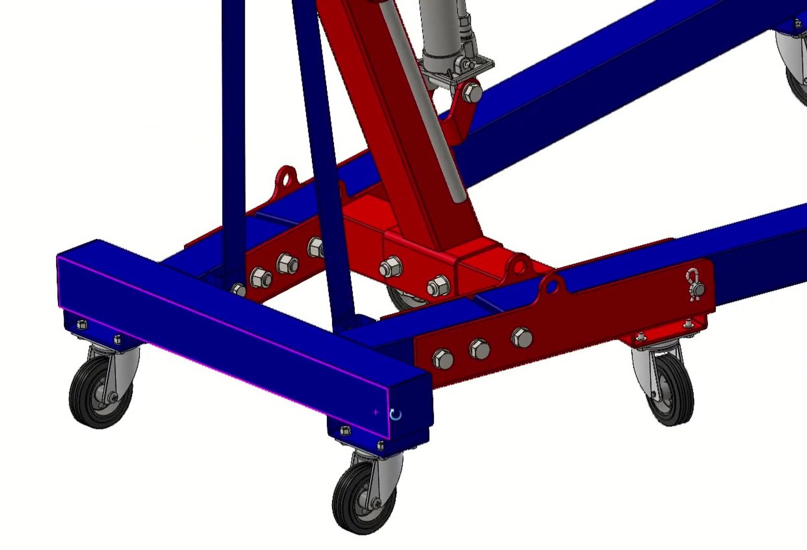 3D Model Hydraulic Engine Hoist Workshop Crane With Wheels Hydraulic ...