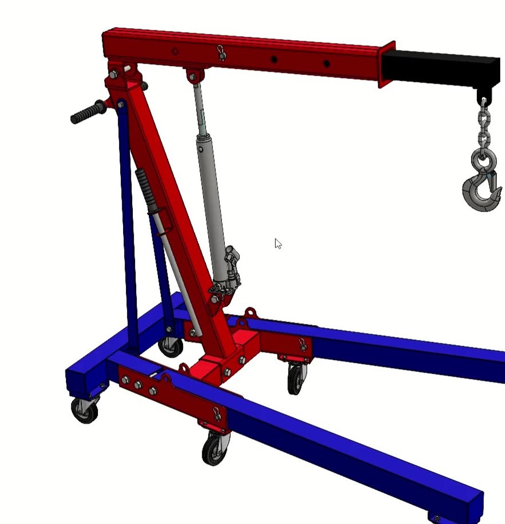 3D Model Hydraulic Engine Hoist Workshop Crane With Wheels Hydraulic ...
