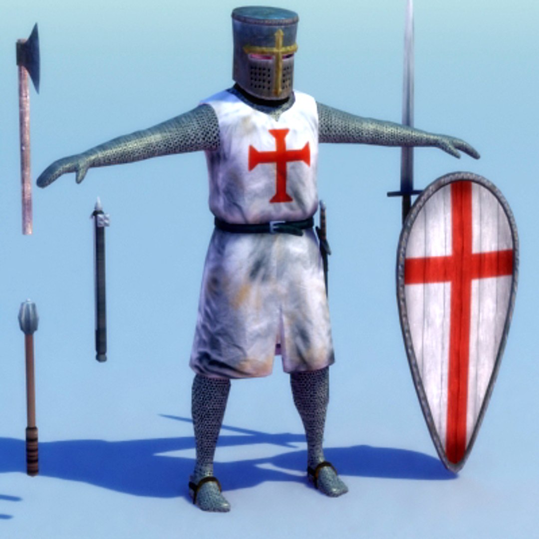 Rigged Knight Templar 3d Max