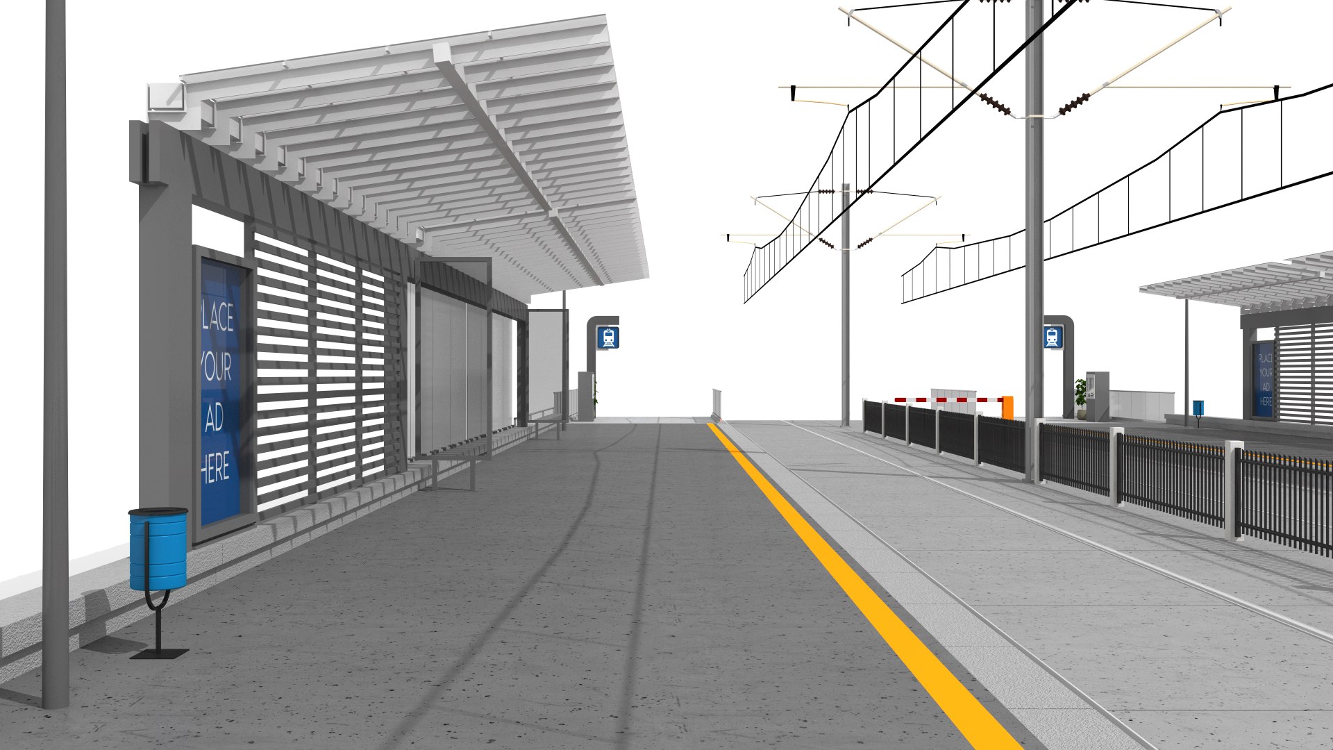 3D Contemporary Tramway Station - TurboSquid 1916700