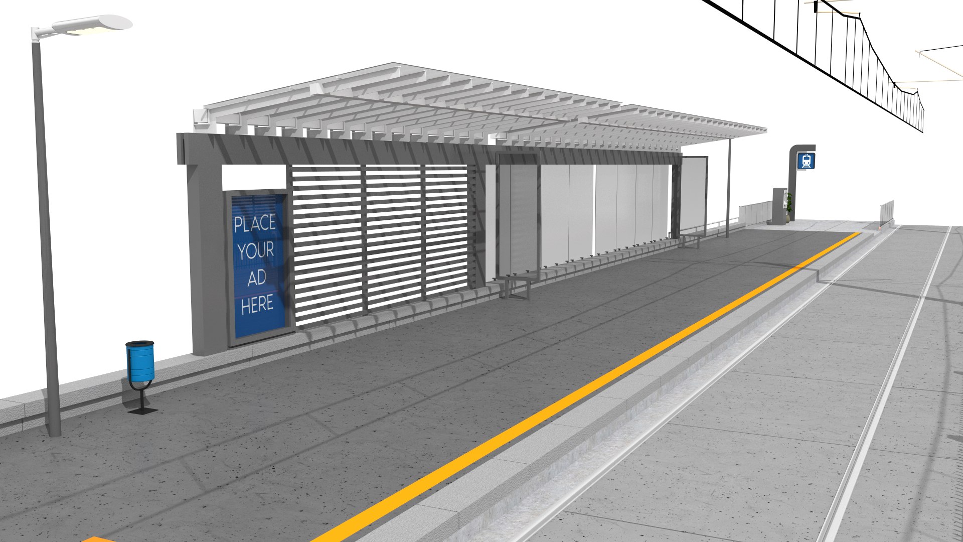 3D Contemporary Tramway Station - TurboSquid 1916700