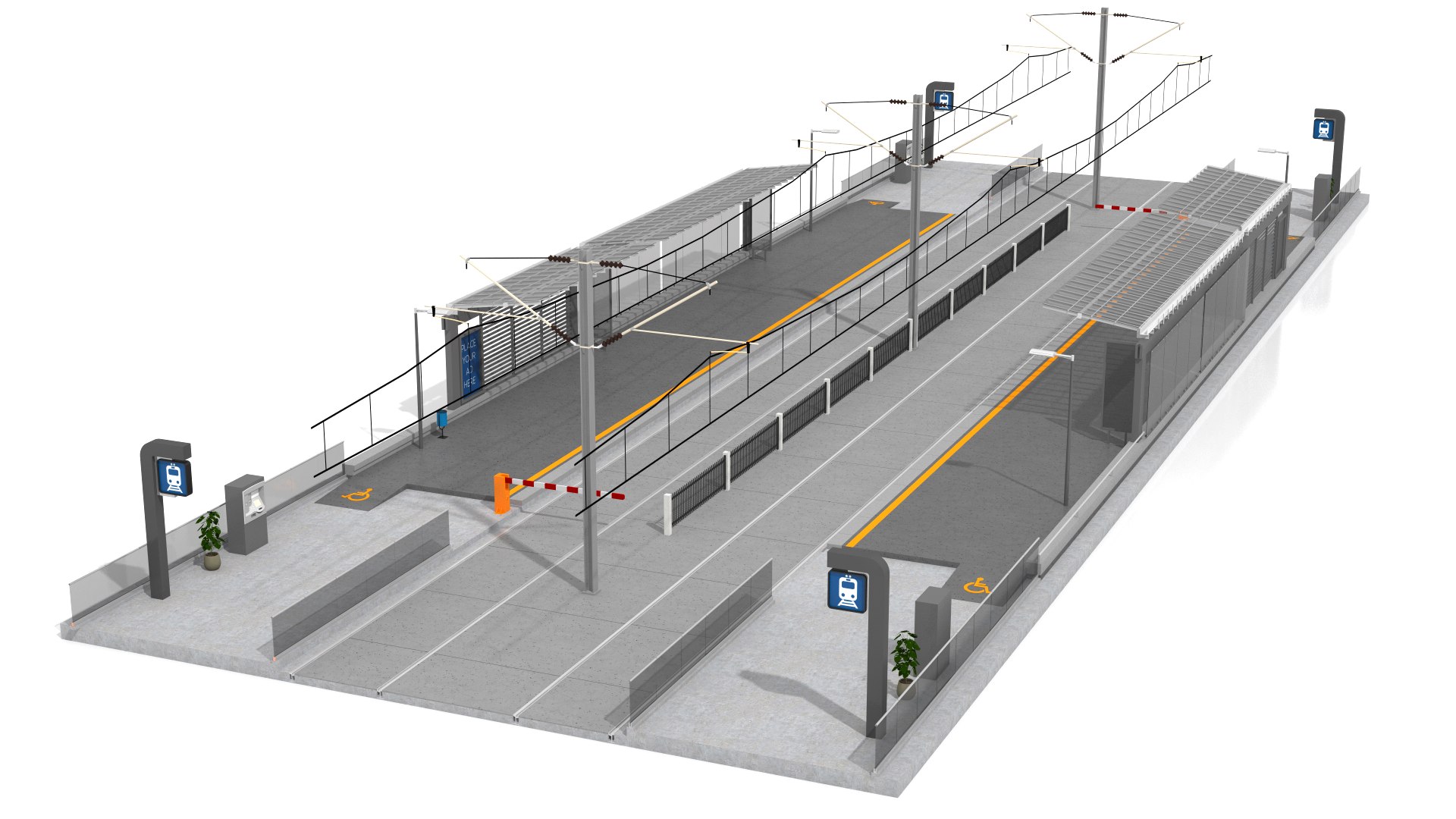 3D Contemporary Tramway Station - TurboSquid 1916700