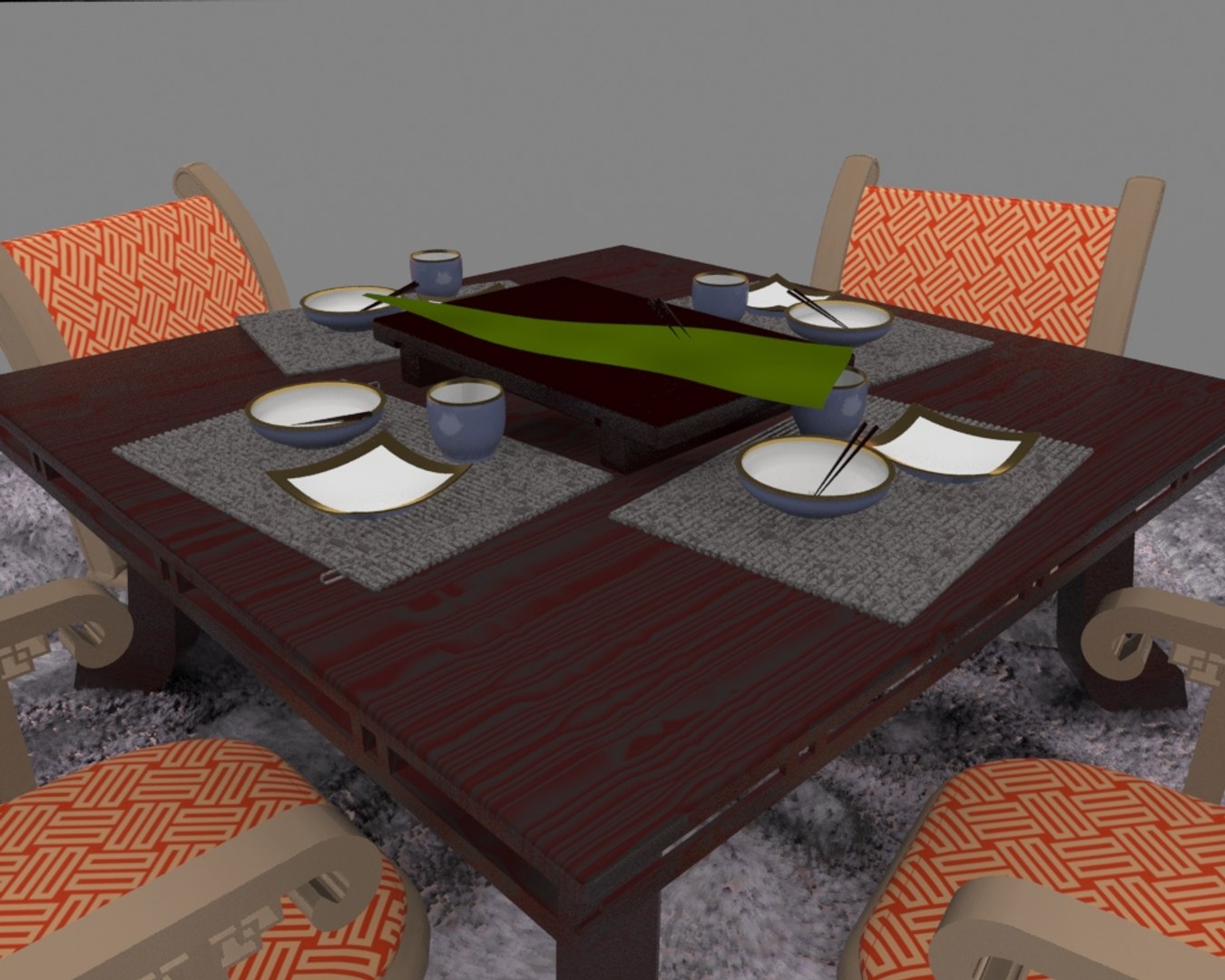 3D Dining Table Set - Model - TurboSquid 1321959