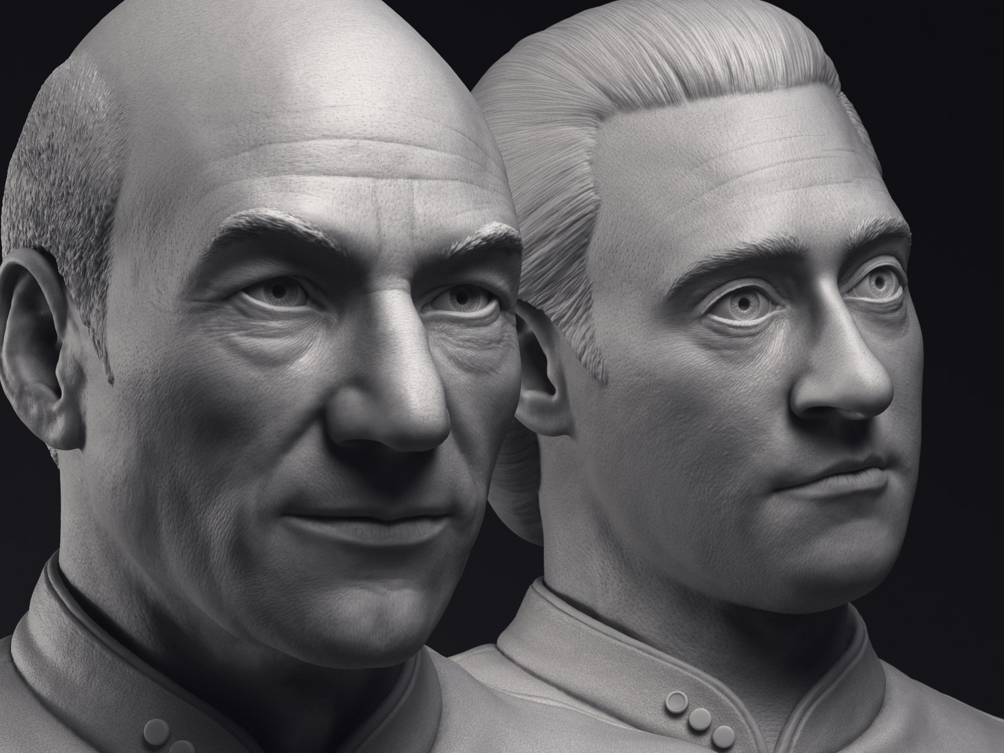 Picard And Data Bust Collection 3D - TurboSquid 1950020