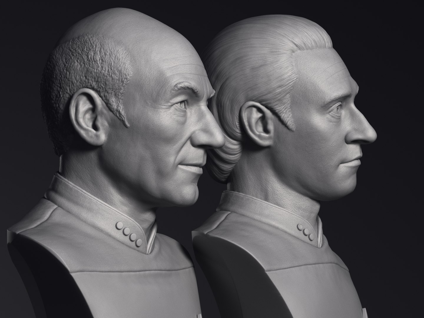Picard And Data Bust Collection 3D - TurboSquid 1950020