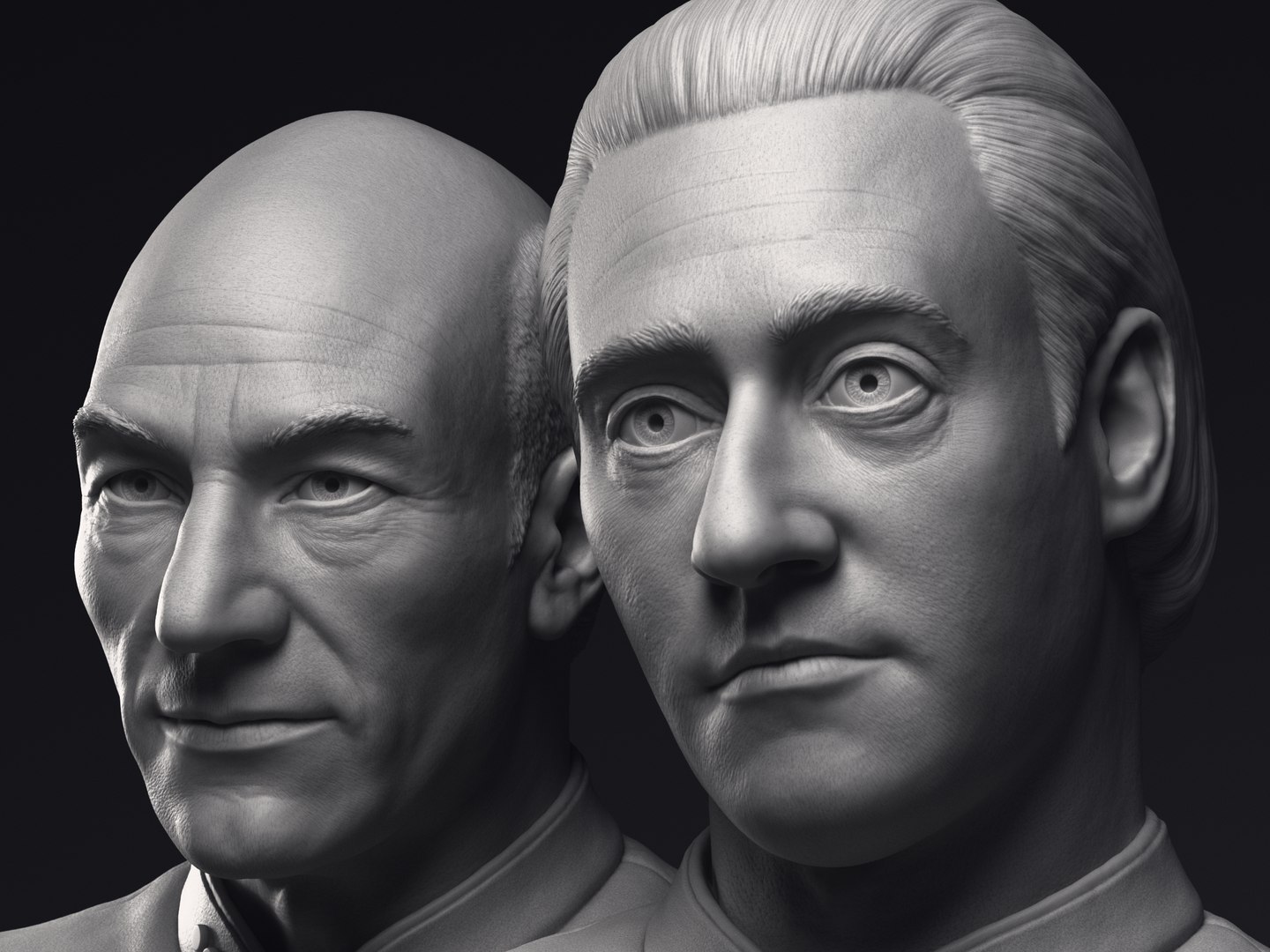 Picard And Data Bust Collection 3D - TurboSquid 1950020