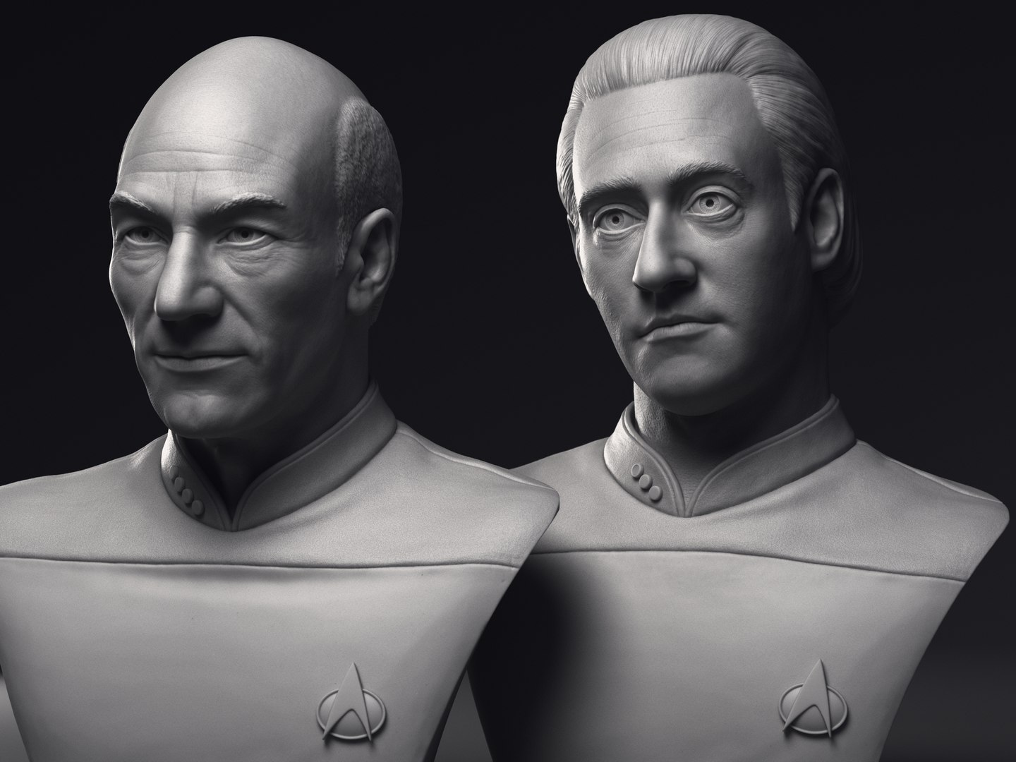 Picard And Data Bust Collection 3D - TurboSquid 1950020