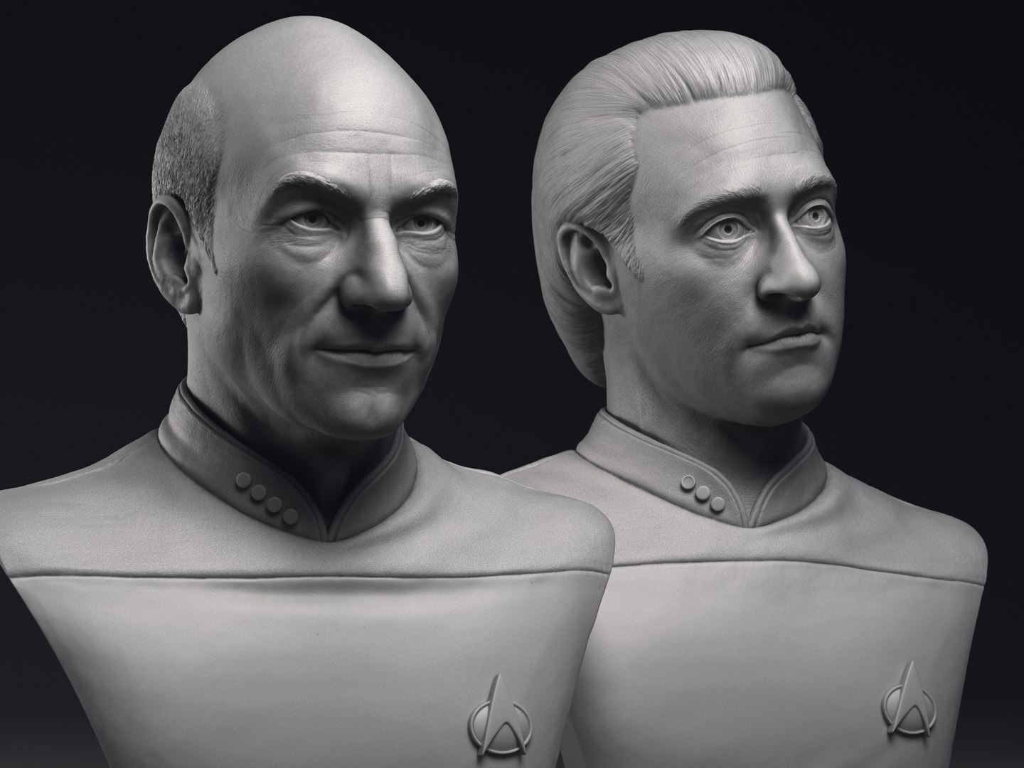Picard And Data Bust Collection 3D - TurboSquid 1950020