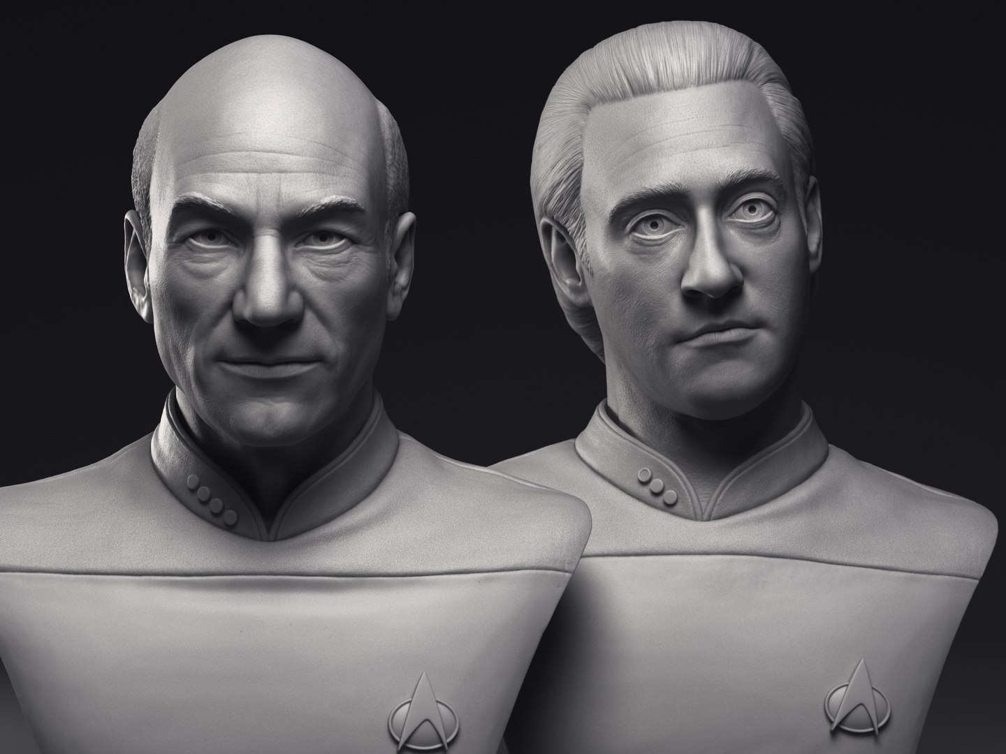 Picard And Data Bust Collection 3D - TurboSquid 1950020