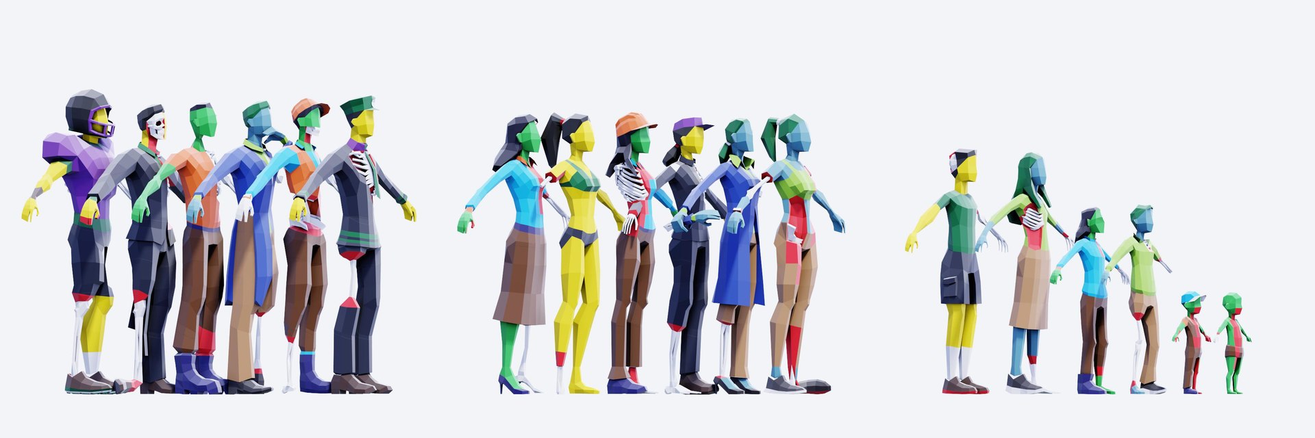 3D Low Poly Zombies - Rigged And Animated Model - TurboSquid 2124915