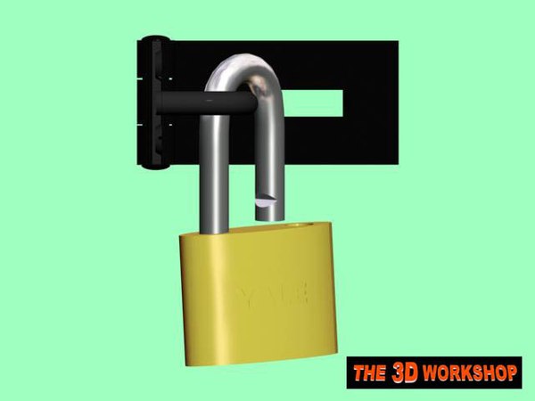 3d padlock hasp staple locked