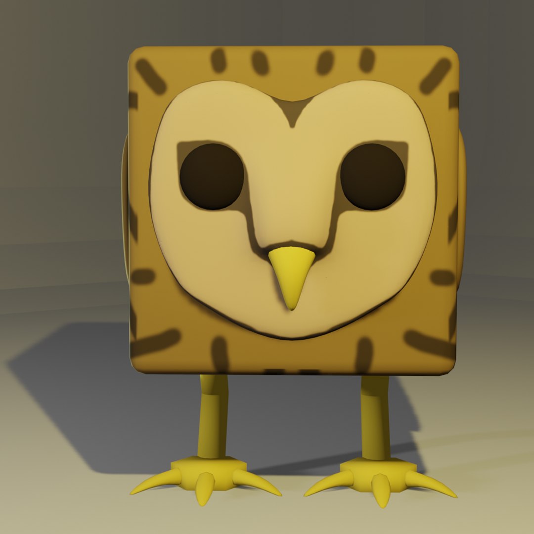 Cute Square Owl Model - TurboSquid 1918706
