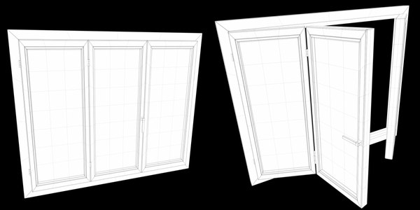3 panels large window 3D model - TurboSquid 1810411