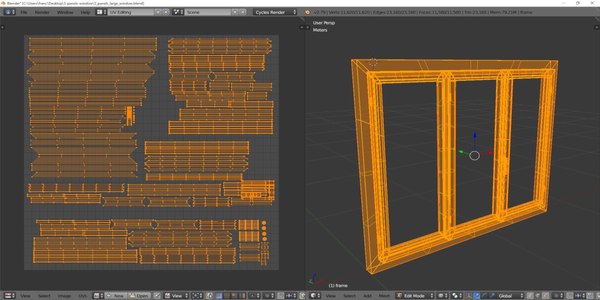 3 panels large window 3D model - TurboSquid 1810411