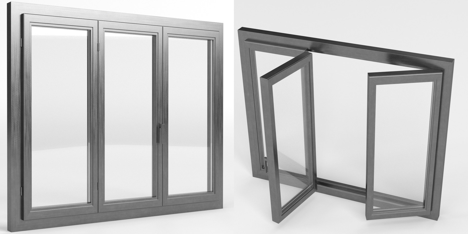 3 Panels Large Window 3D Model - TurboSquid 1810411