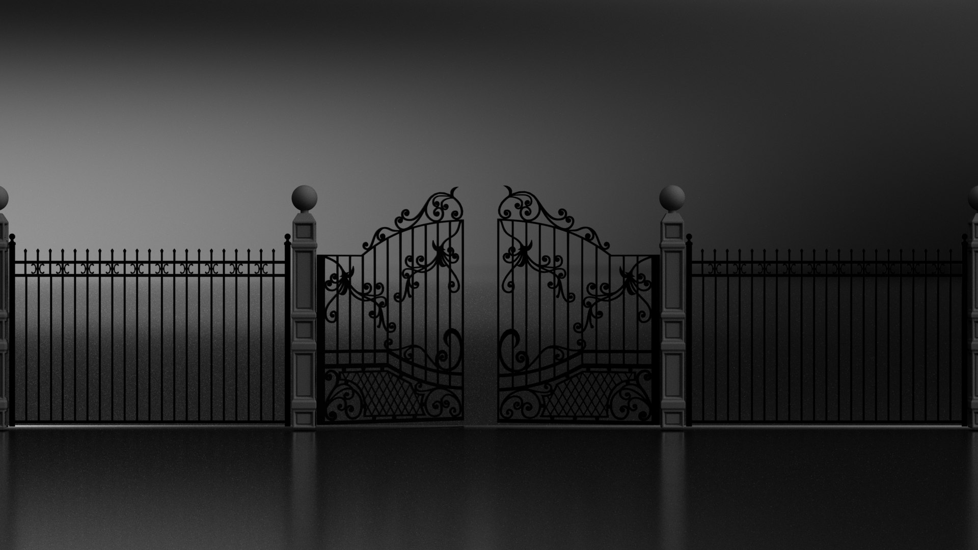 Forged Steel Gates With Modular Fence And Column 3D Model - TurboSquid ...